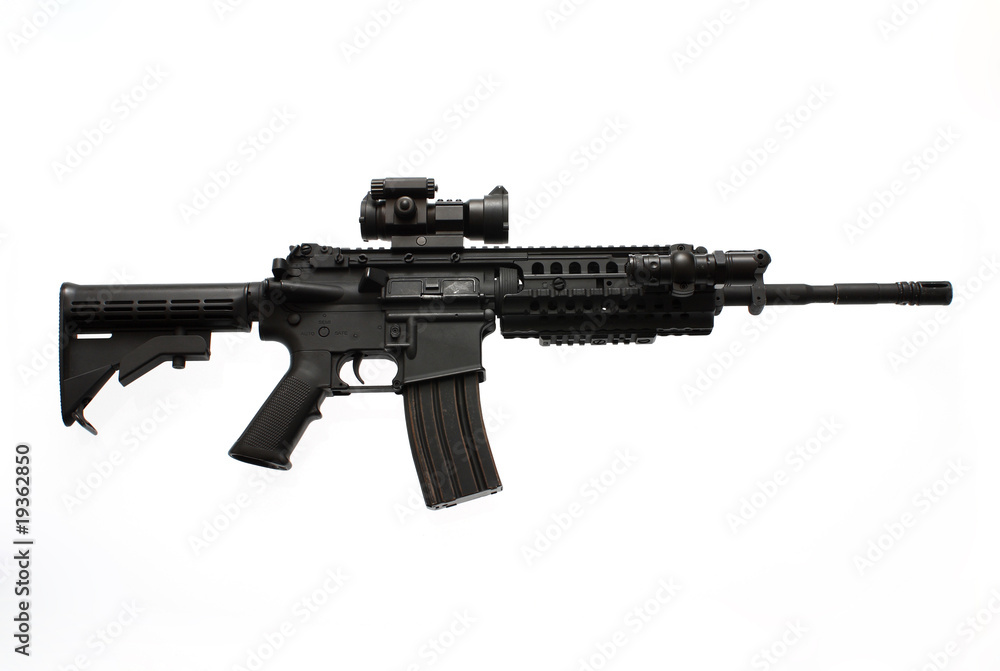 A modern assault rifle with a scope Stock Photo | Adobe Stock