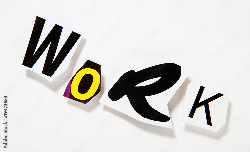 mot work travail lettre papier mot en relief Stock Photo | Adobe Stock