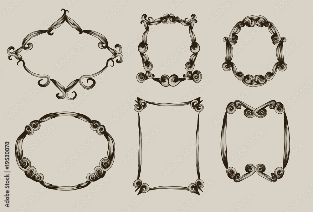 Hand Drawn scroll frames Stock Vector | Adobe Stock
