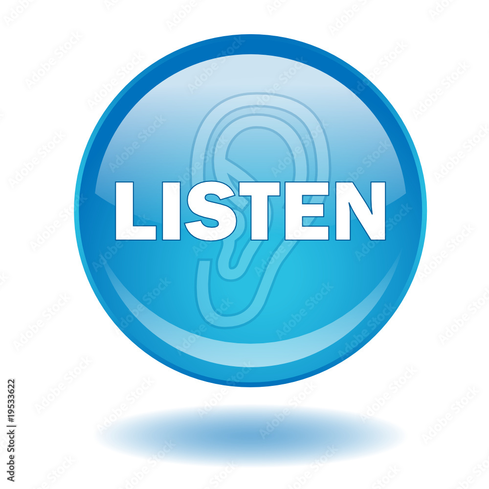 "LISTEN" web button (vector ear symbol media sound music) Stock Vector ...