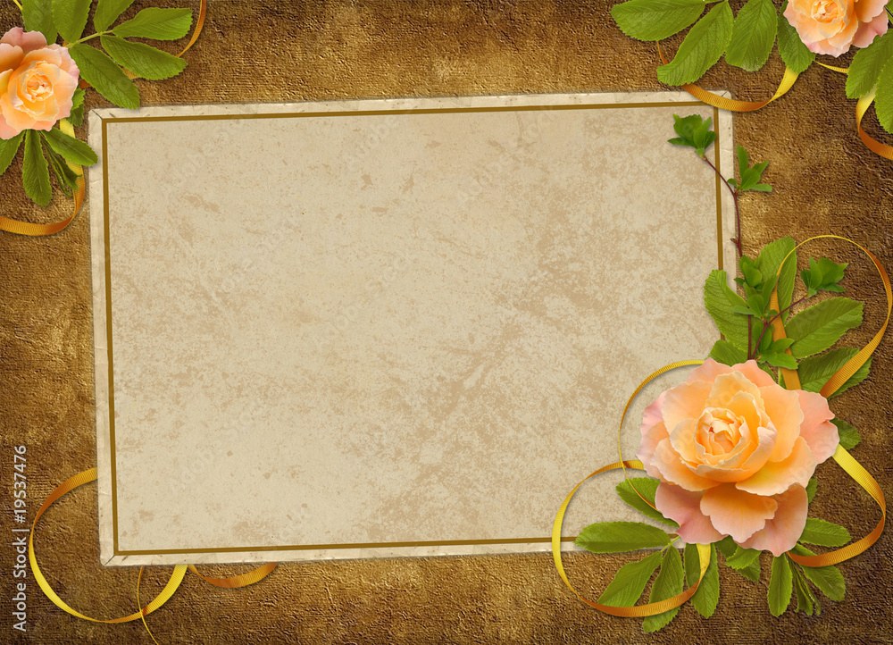 Vintage card from old paper and rose on the abstract background Stock ...