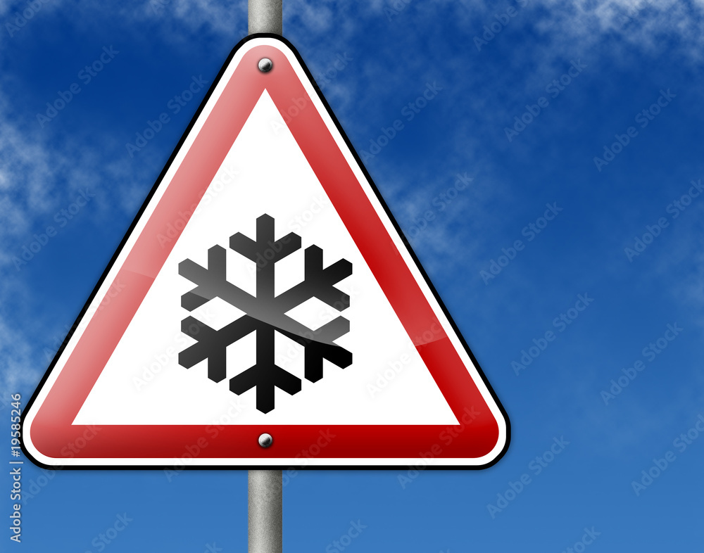 Warning Sign "Ice" with blue sky background Stock Illustration | Adobe ...