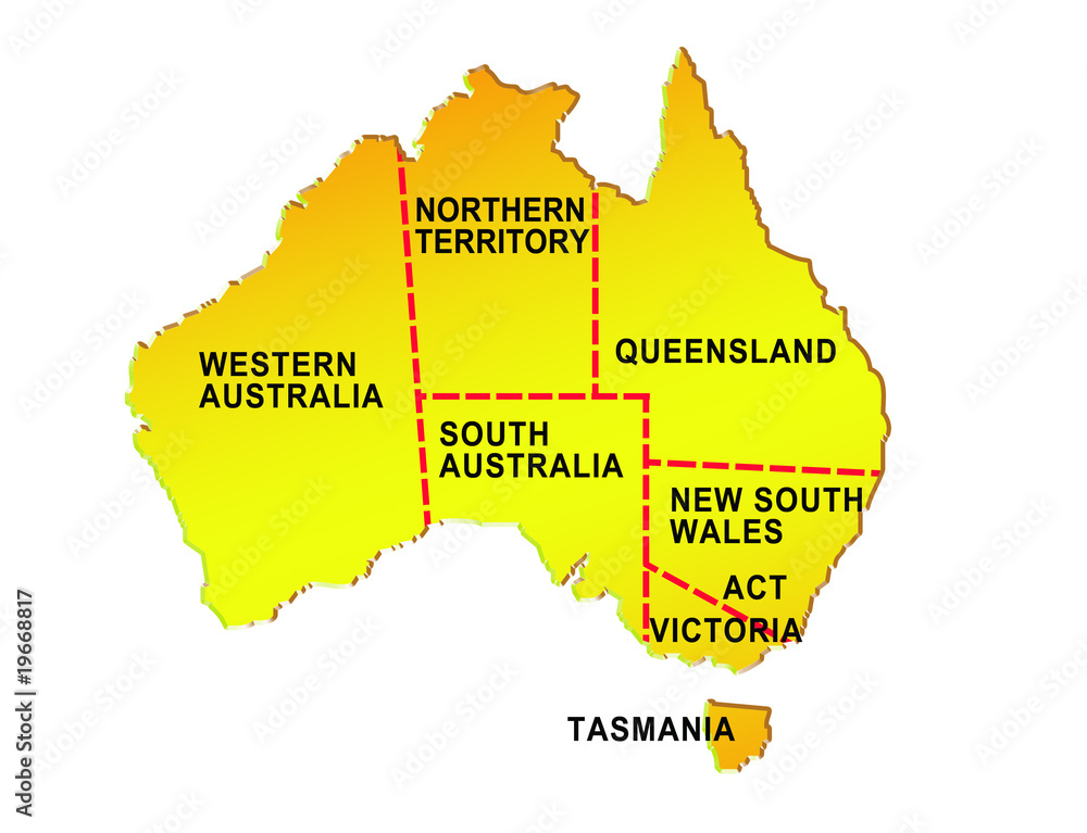 map of australia showing eight states and boundaries Stock Illustration ...