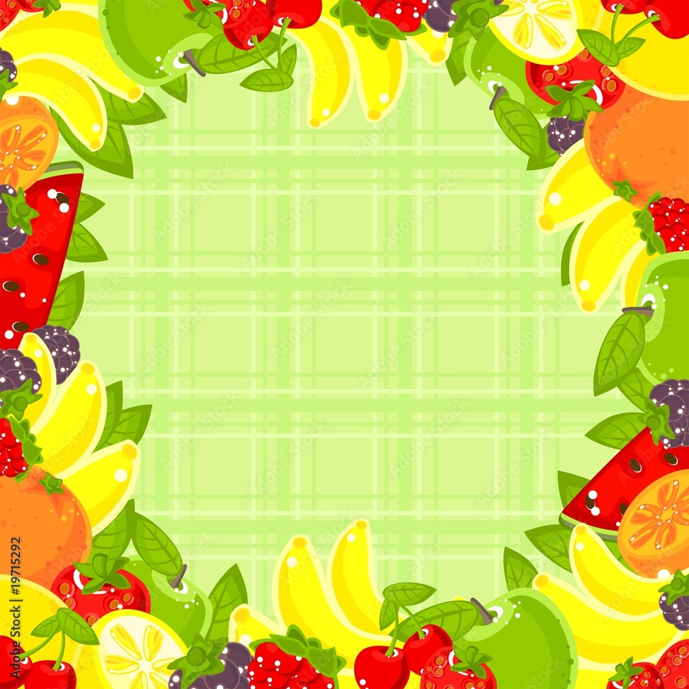 bright fruit frame and cloth background Stock Vector | Adobe Stock