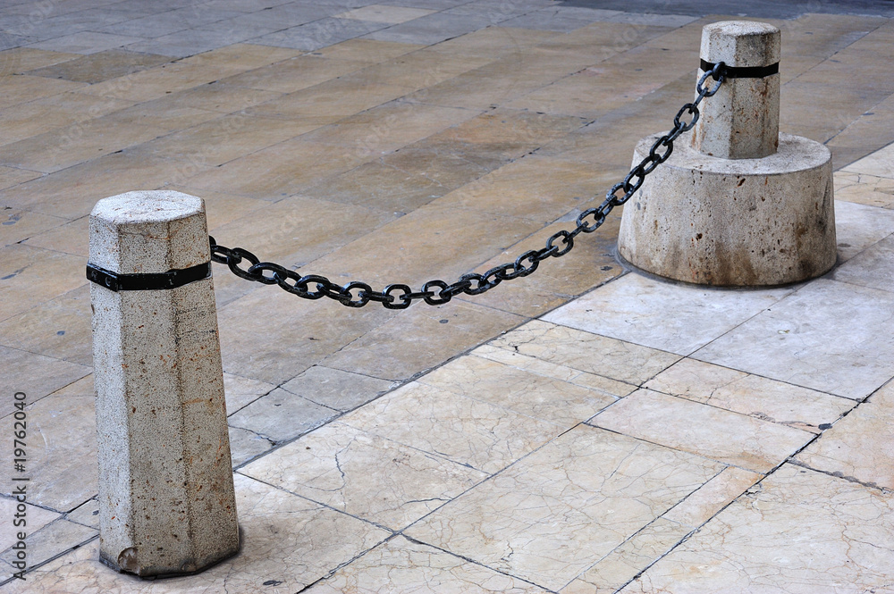 chain and stone bollards Stock Photo | Adobe Stock
