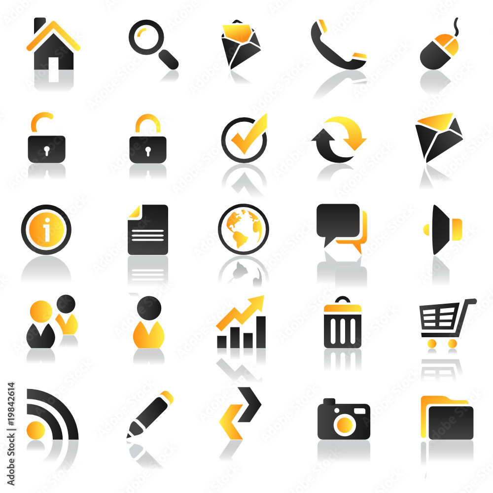 yellow icons set 1 Stock-Vektorgrafik | Adobe Stock
