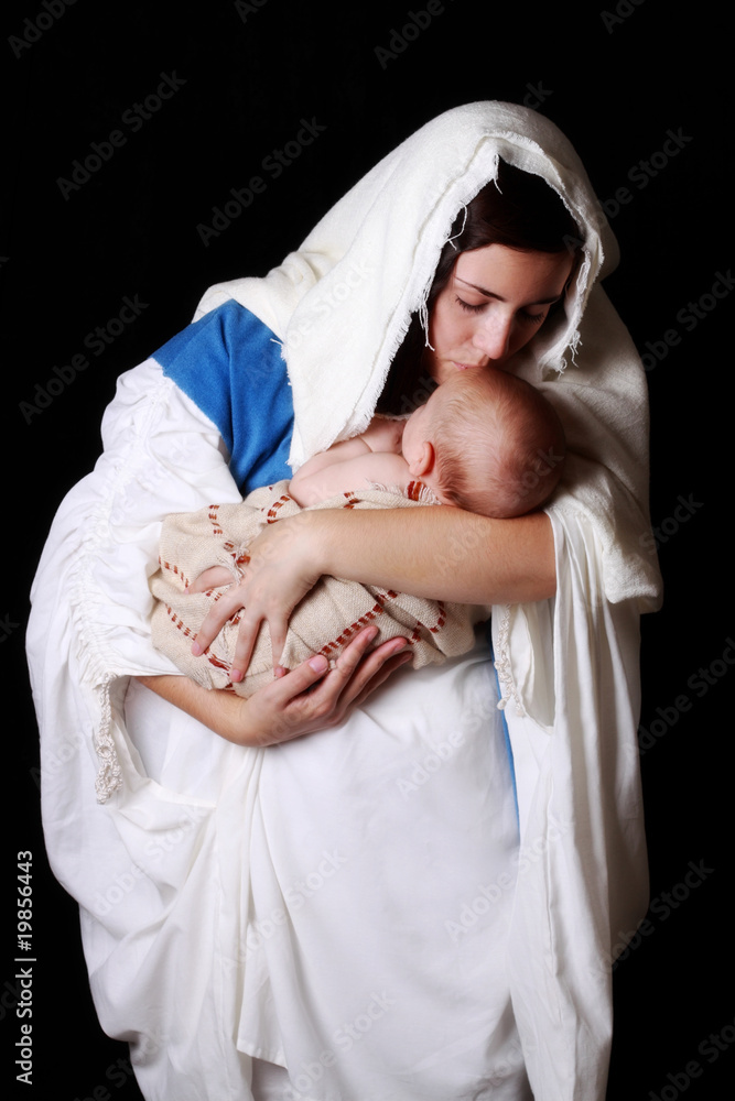 Mary kissing Jesus Stock Photo | Adobe Stock