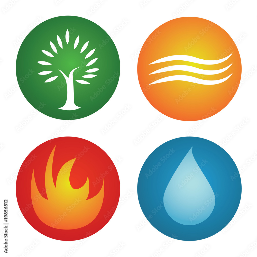 Earth Wind Fire Air Elements Stock Vector | Adobe Stock
