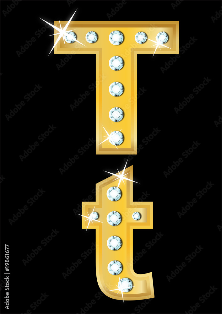 golden letter "T" encrusted diamonds Stock Vector | Adobe Stock