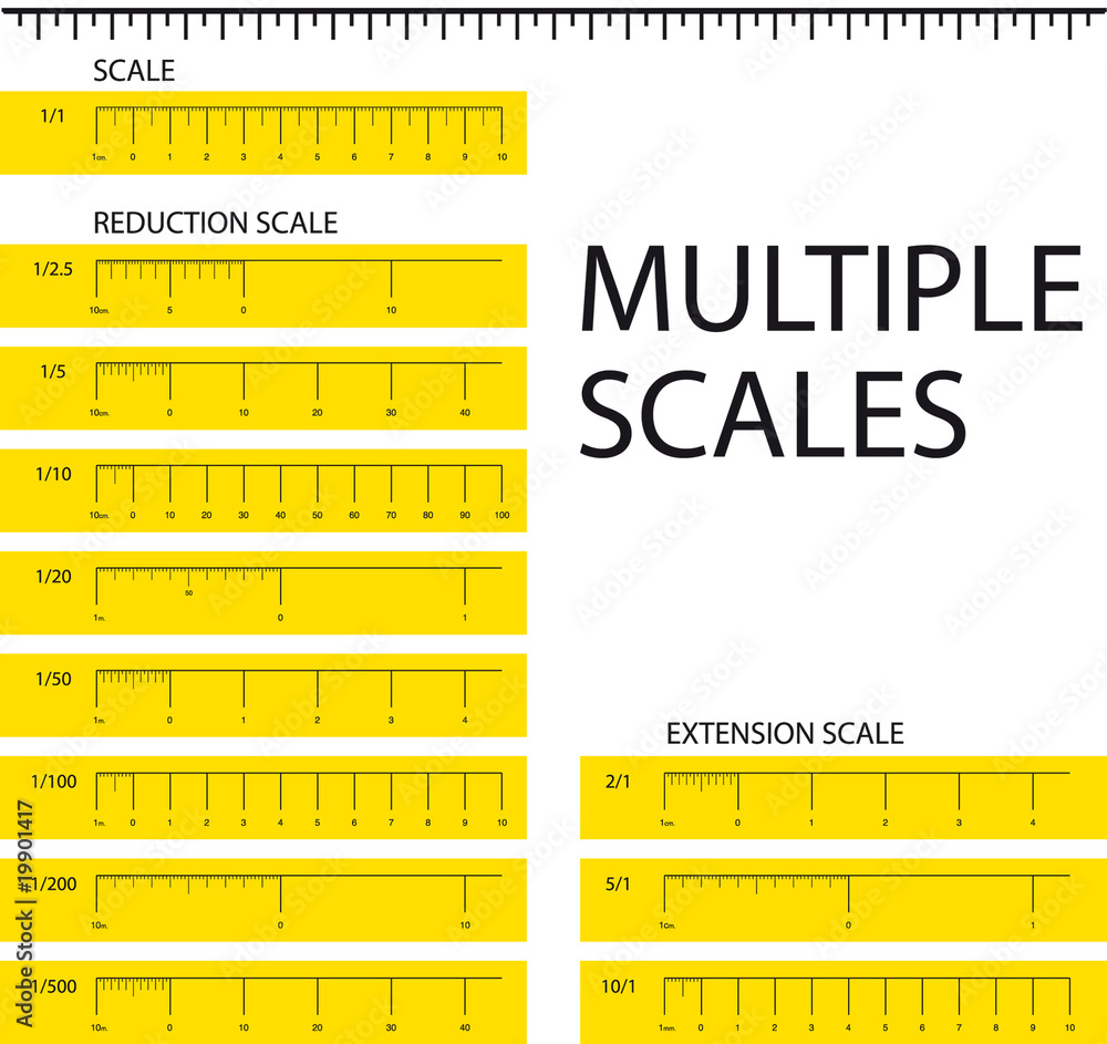 Multiple scales metric ruler vector illustration Stock Vector | Adobe Stock