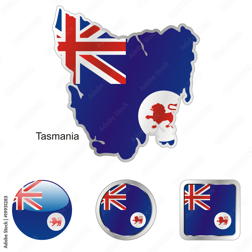 vector flag of tasmania in map and web buttons shapes Stock Vector ...
