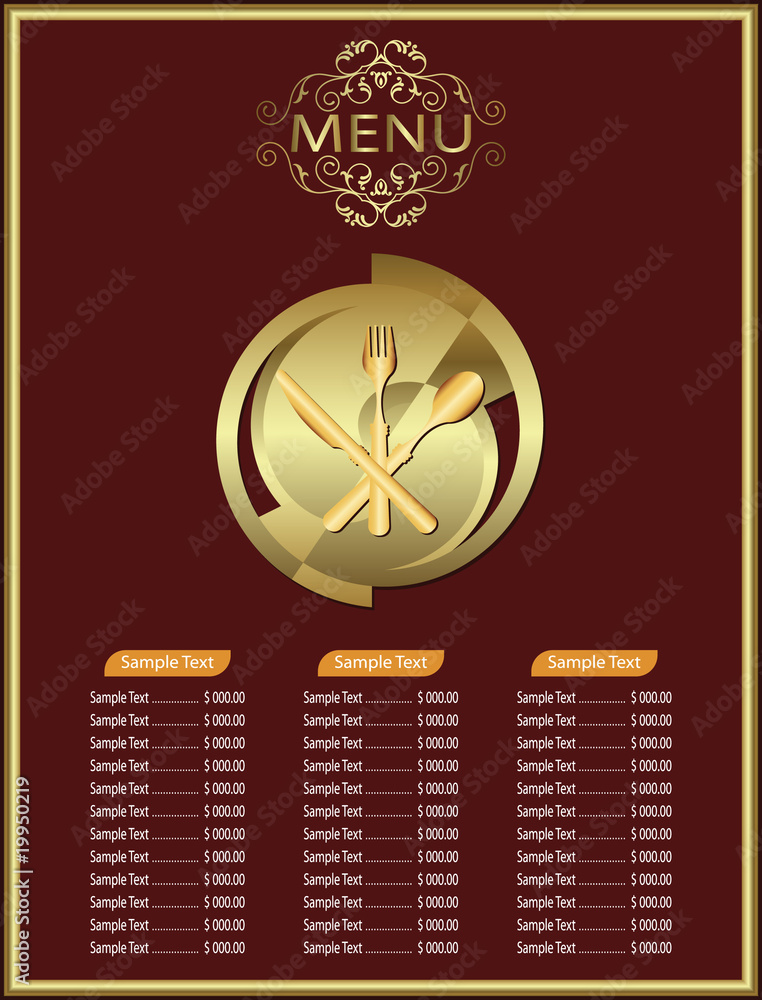 Menu Card Design template Stock Vector | Adobe Stock