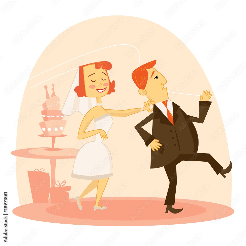 Cartoon wedding couple vector illustration Stock Vector | Adobe Stock