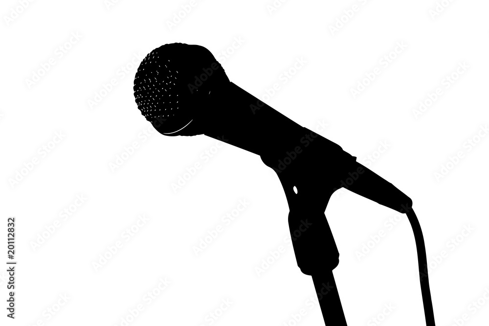 Vector silhouette of microphone on stand Stock Vector | Adobe Stock