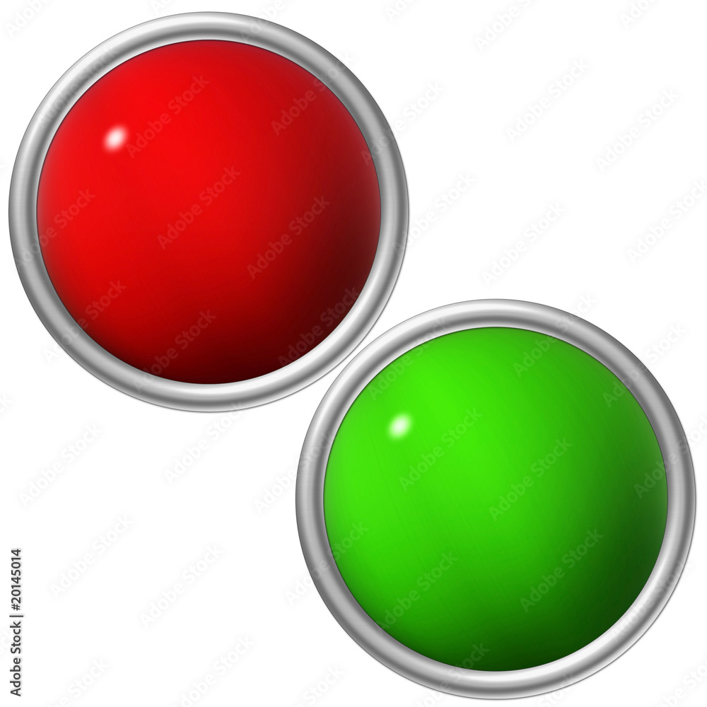 Roter Und Grüner Button - Stock - GamesAgeddon