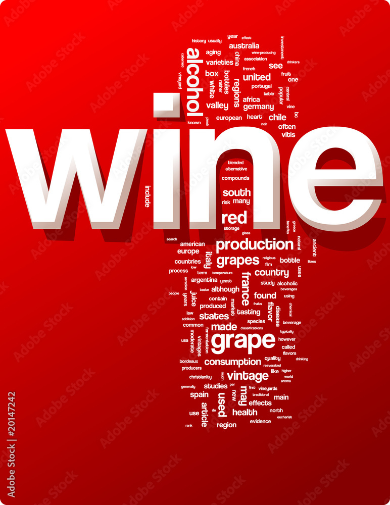 Wine word cloud illustration Stock Vector | Adobe Stock