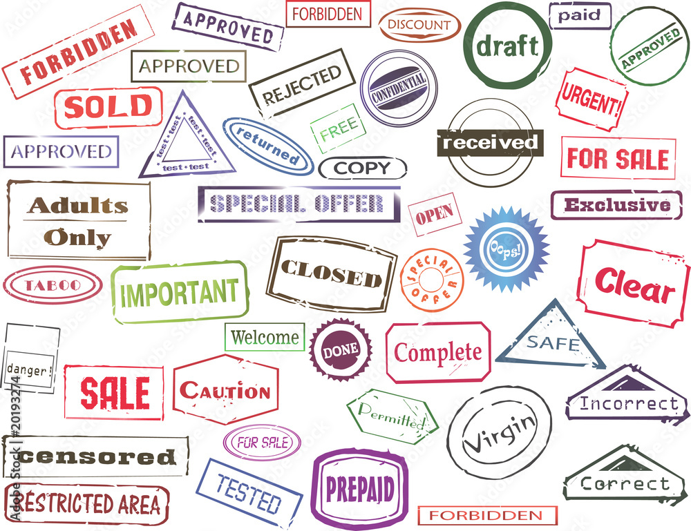 Set of colored stamp imprints Stock Vector | Adobe Stock