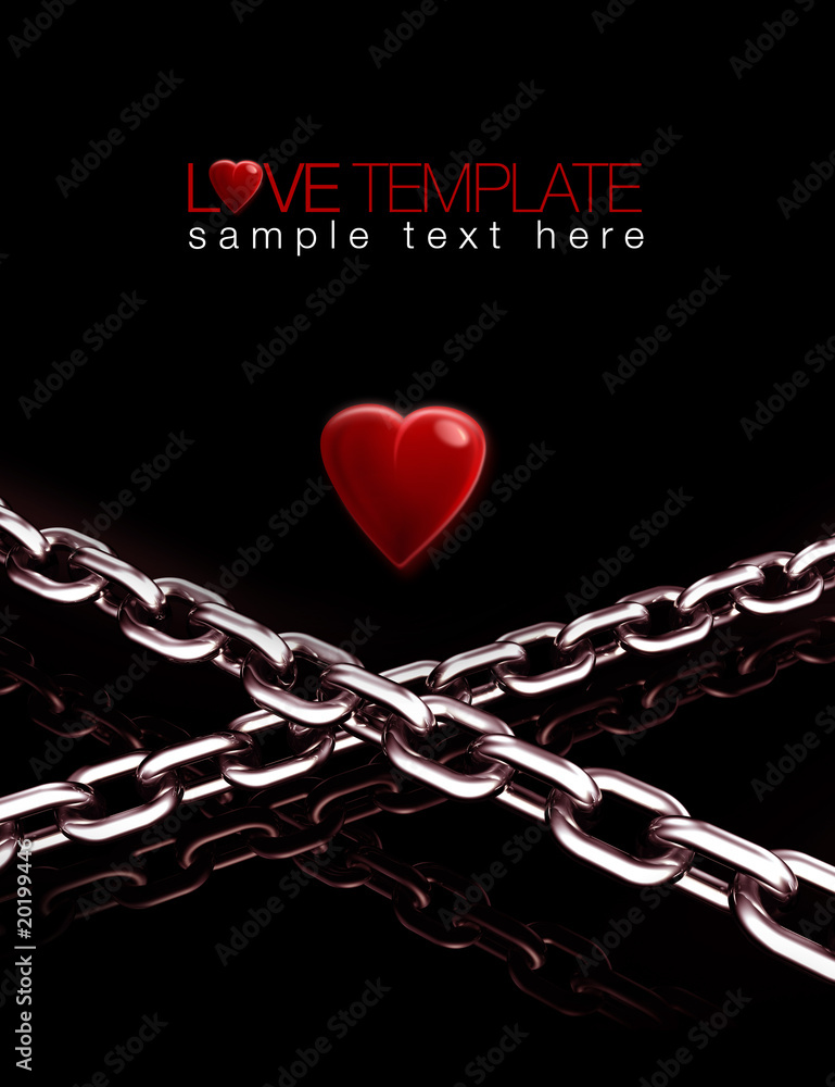 3D Love chain red heart valentine template Stock Illustration | Adobe Stock