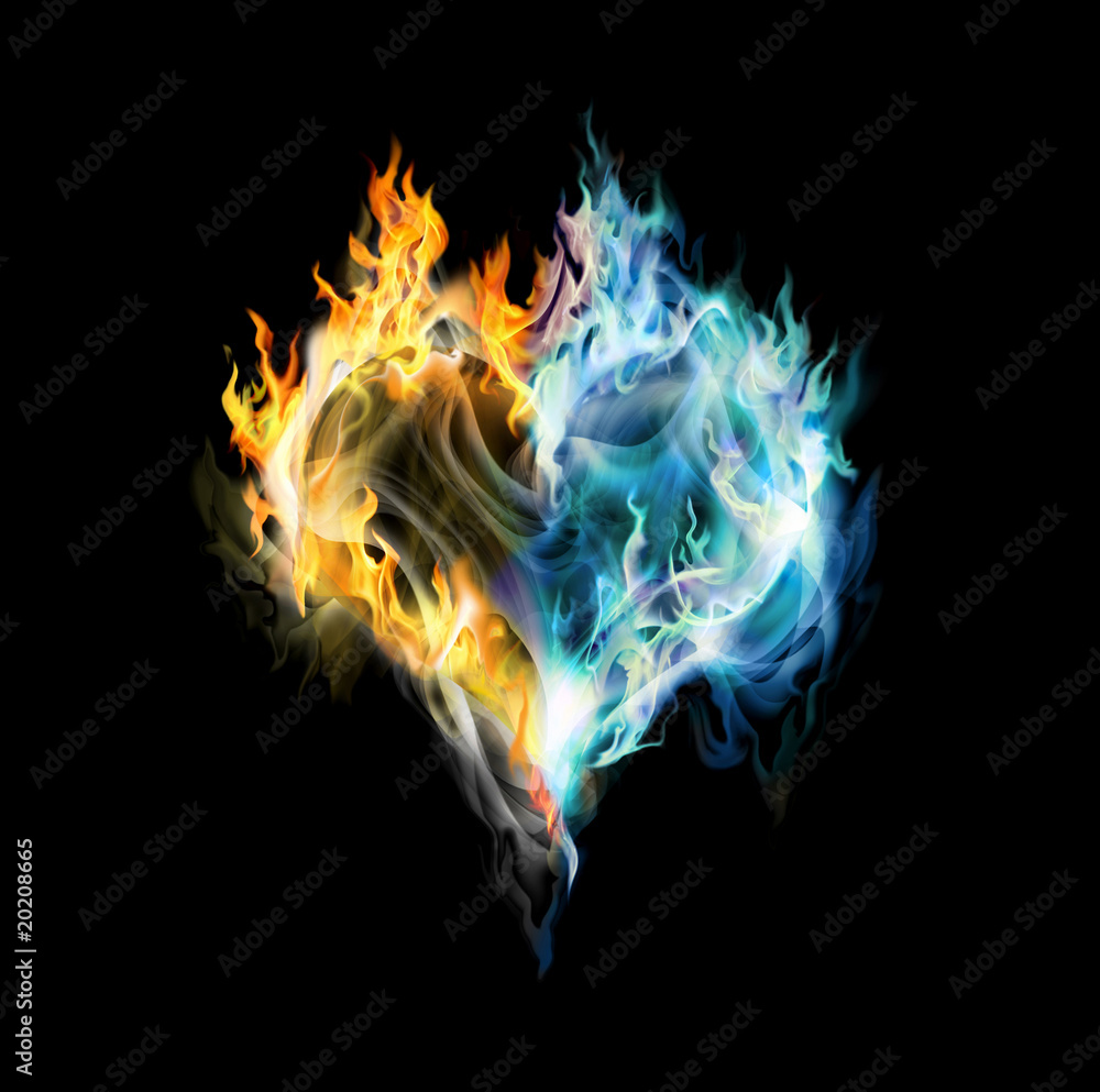 Ice Blue Hearts On Fire