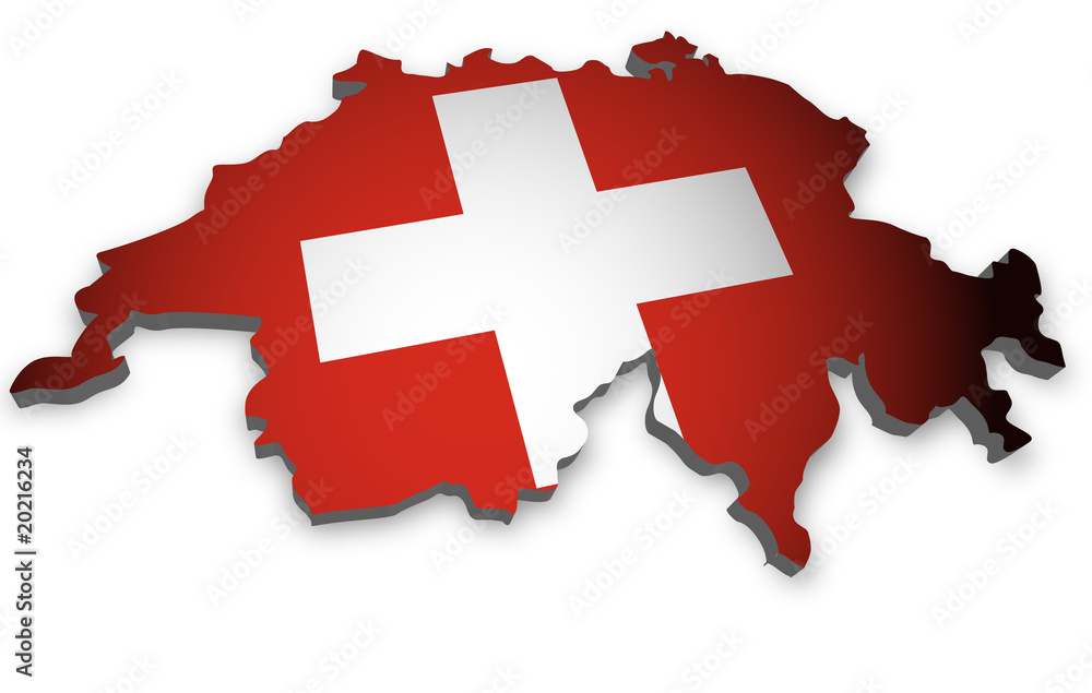 Schweiz Karte 3D Flagge Stock Vector | Adobe Stock