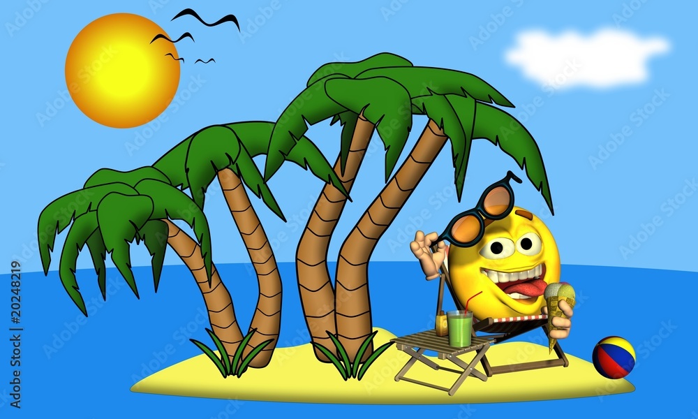 Smilie im Urlaubsparadies Stock-Illustration | Adobe Stock