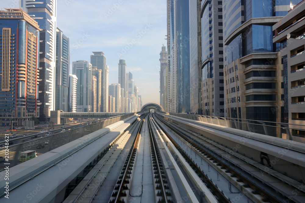 Metro tracks in Sheikh Zayed Road, Dubai UAE Stock Photo | Adobe Stock