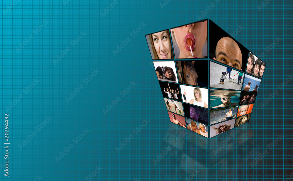 TV lcd wall with different channels on screens with background Stock ...