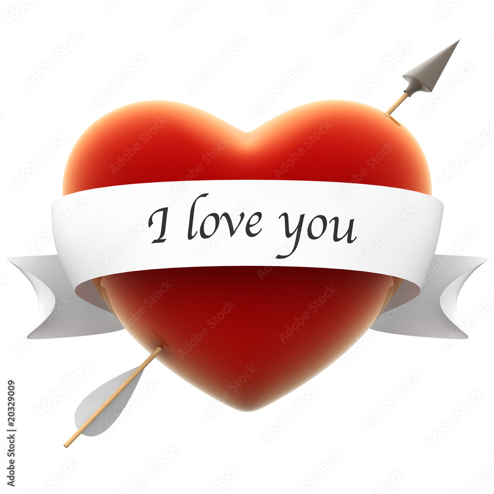 coeur avec banderole : I love you Stock Illustration | Adobe Stock