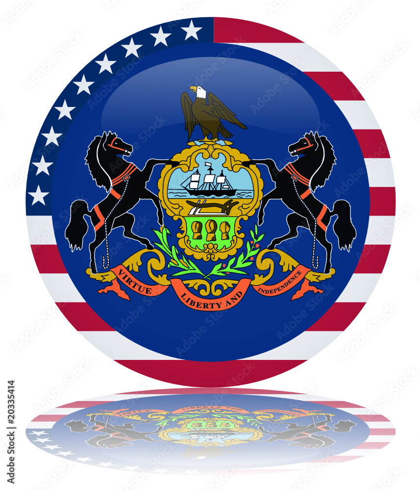 Pennsylvania Flag Round Button (Pennsylvanian Vector Reflection) Stock ...