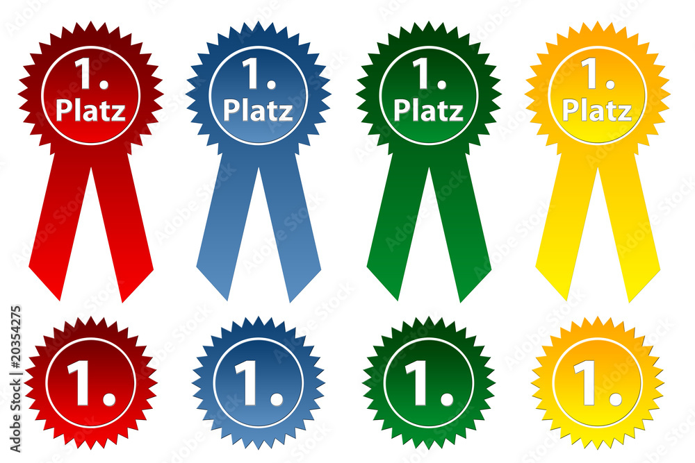 Abzeichen 1. Platz in 4 Farben Stock-Illustration | Adobe Stock