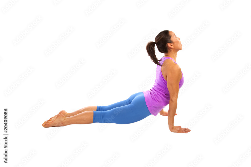 Woman in purple and blue doing yoga Stock Photo | Adobe Stock