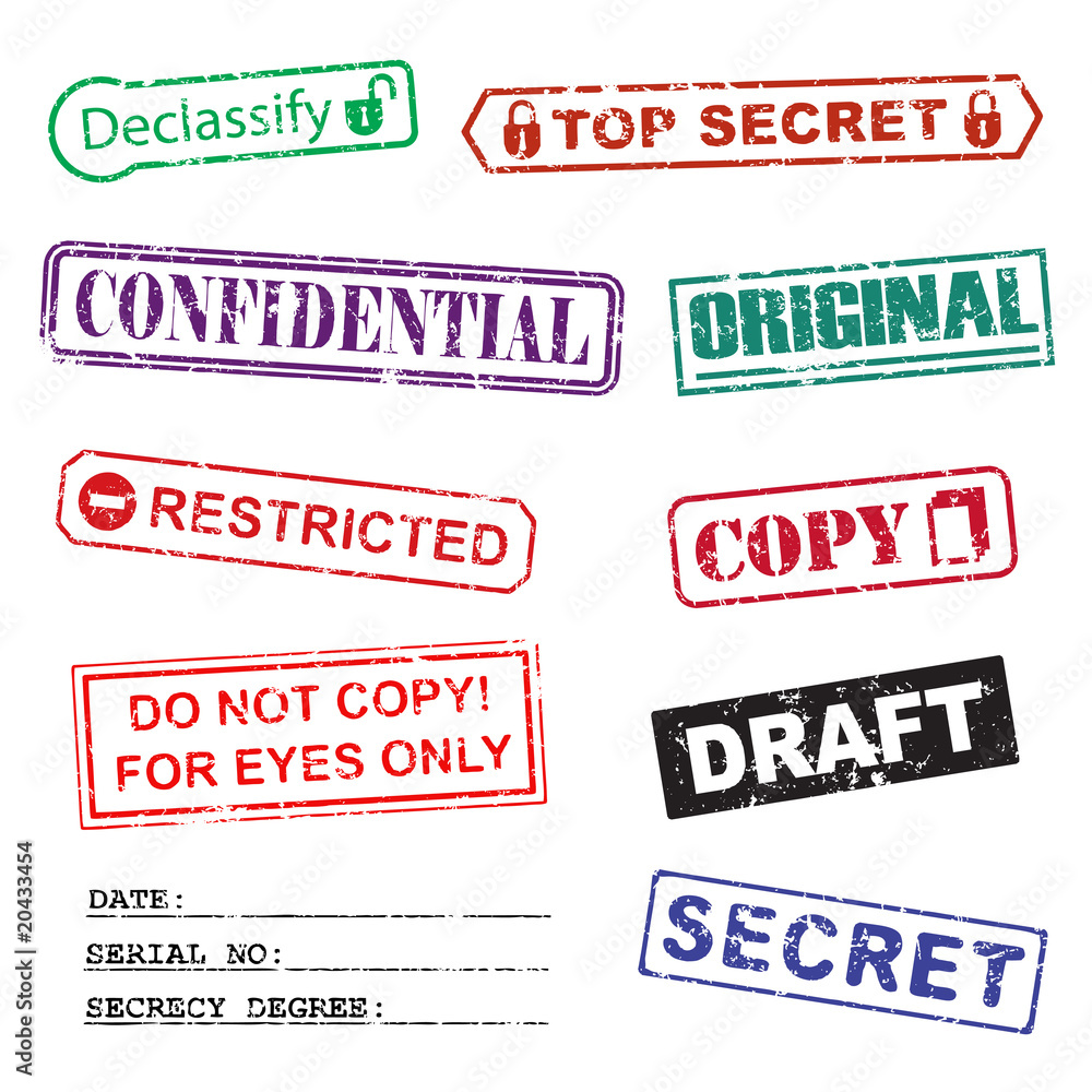 Set of ink stamps for a secret documents Stock Vector | Adobe Stock