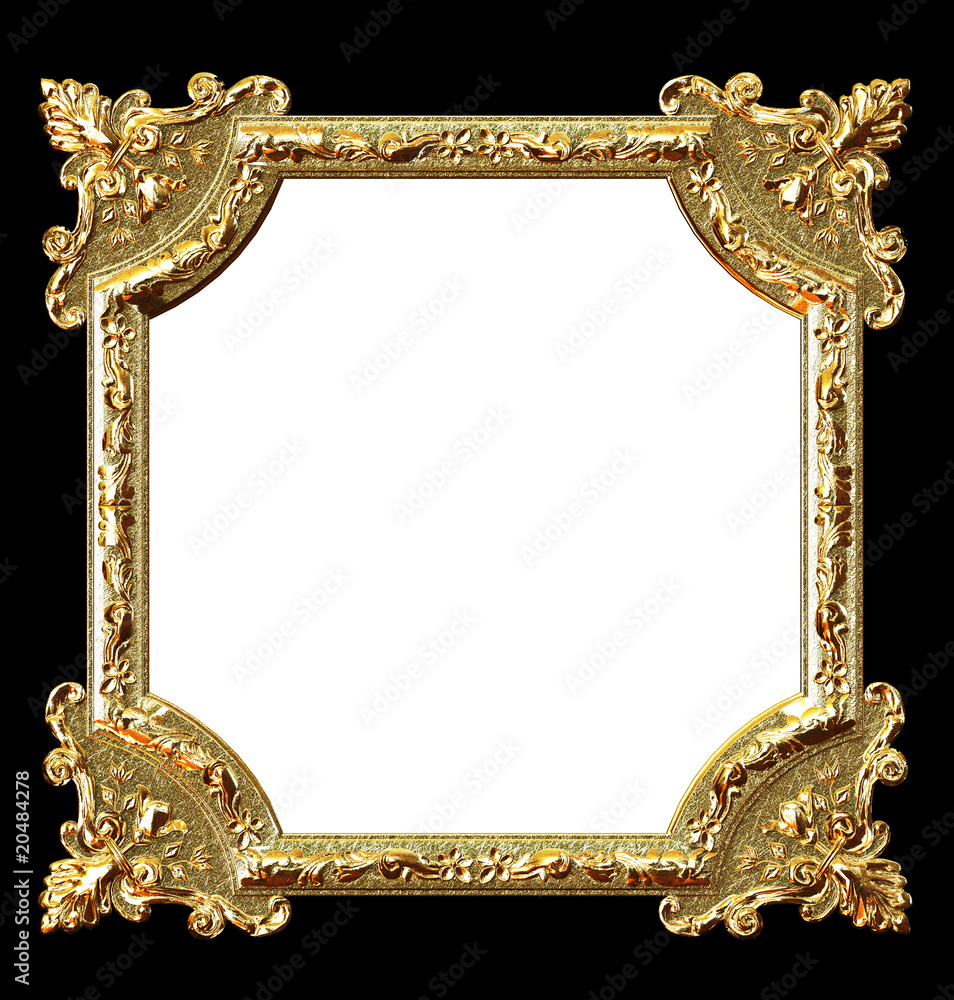 Golden frame on black background Stock Illustration | Adobe Stock