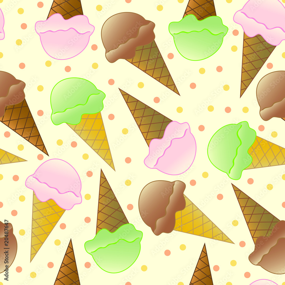 seamless tiled background with three flavours of ice cream Stock Vector ...