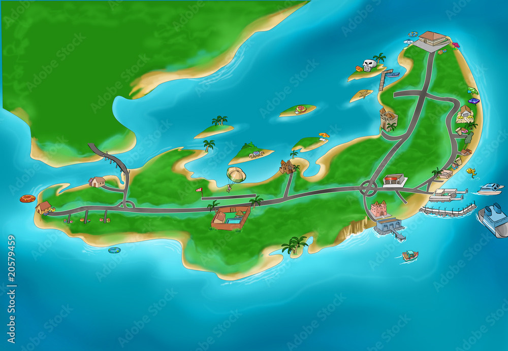 Island map Stock Illustration | Adobe Stock