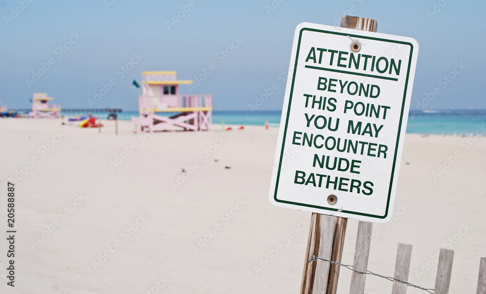 Clothing Optional Beach Sign Stock Photo | Adobe Stock