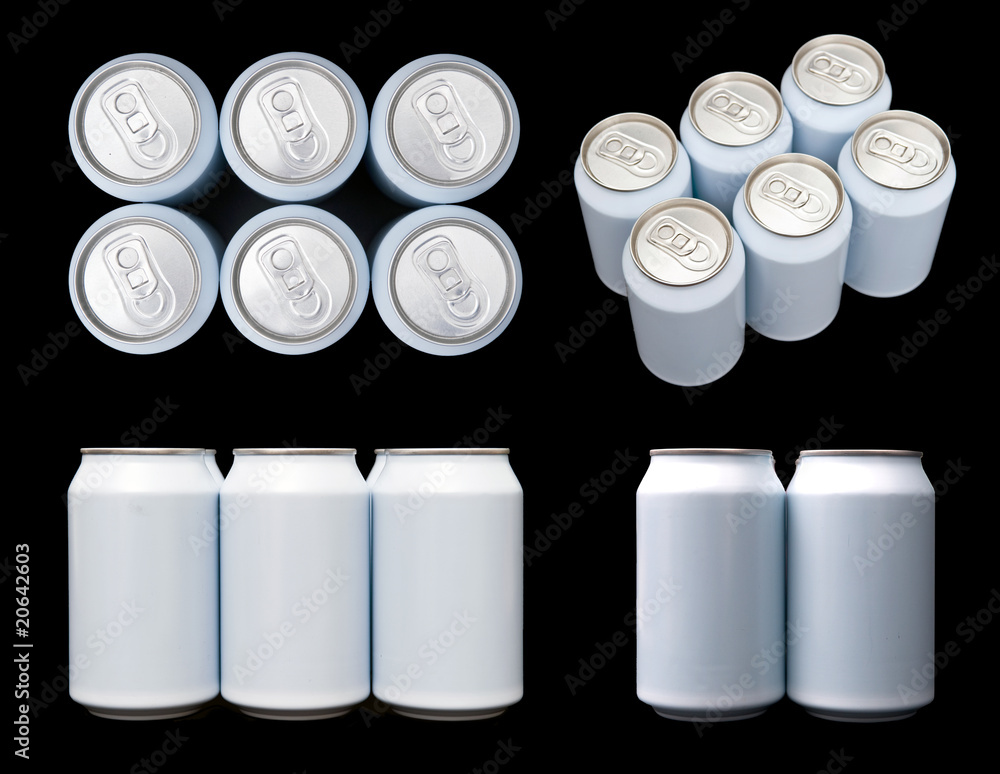 Projections of a six pack blank beverage cans Stock Photo | Adobe Stock