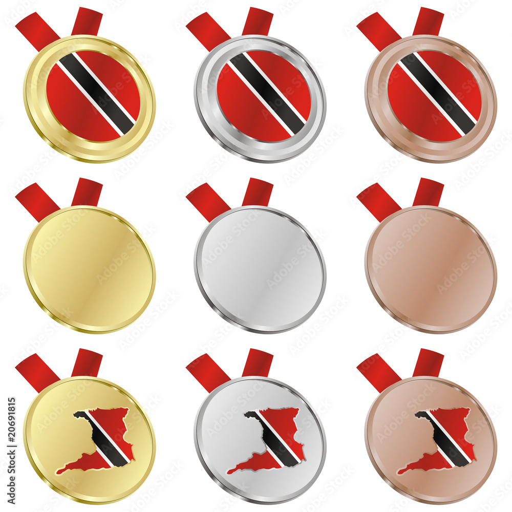 fully editable trinidad and tobago vector flag in medal shapes Stock ...