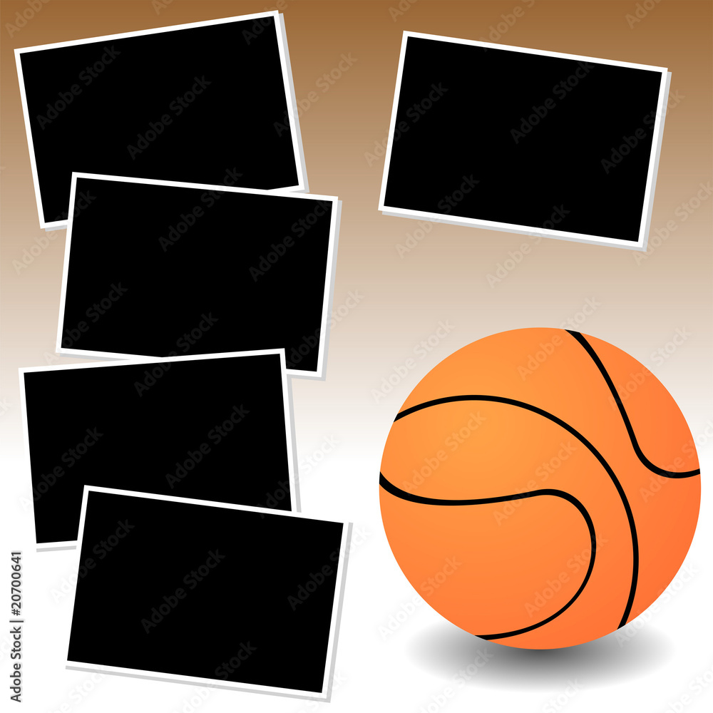 Basketball sport theme with photo template paper Stock Vector | Adobe Stock