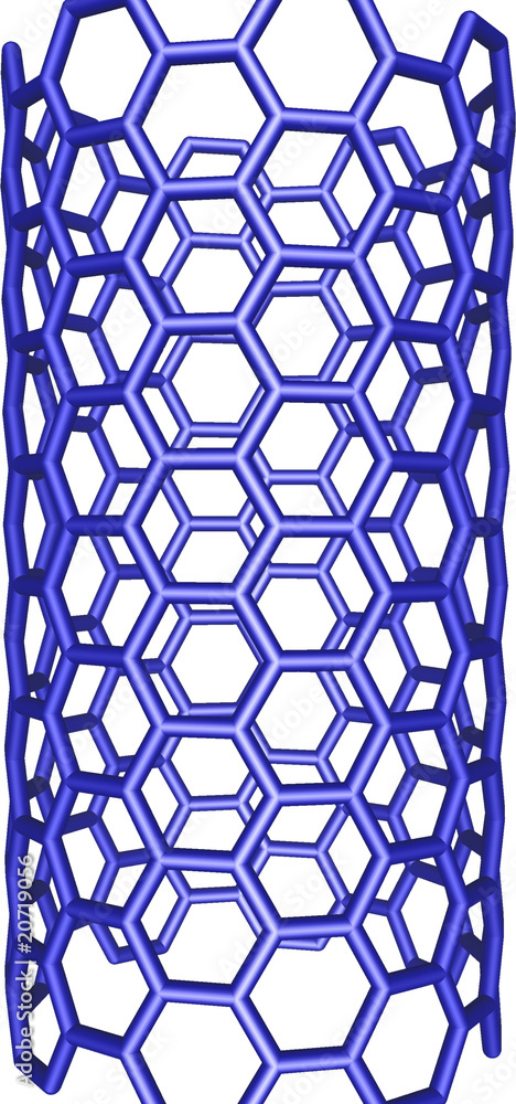 blue carbon nanotube structure on white background Stock Illustration ...