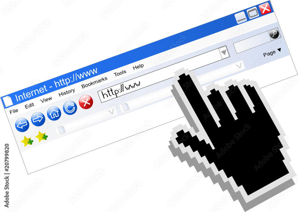 Vector internet browser with computer black hand cursor Stock Vector ...