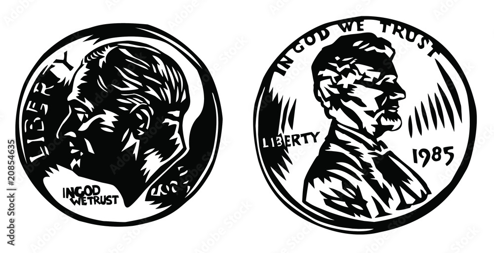 dime and penny Stock Vector | Adobe Stock
