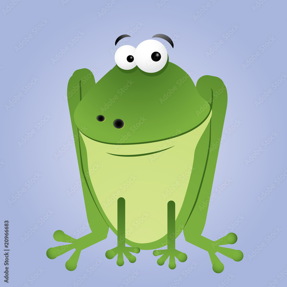 Fun cartoon frog sitting, vector illustration Stock Vector | Adobe Stock