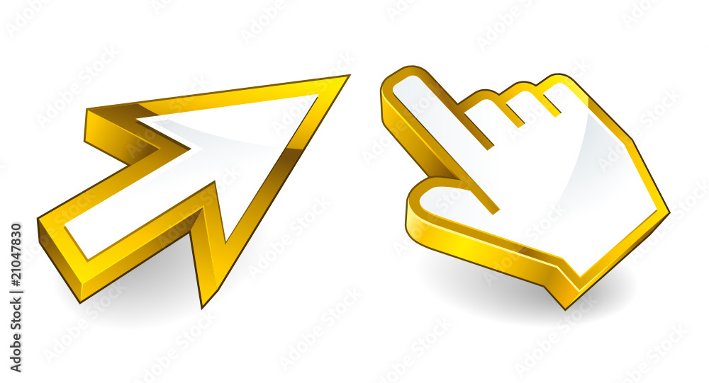 Gold arrow and hand cursors Stock Vector | Adobe Stock