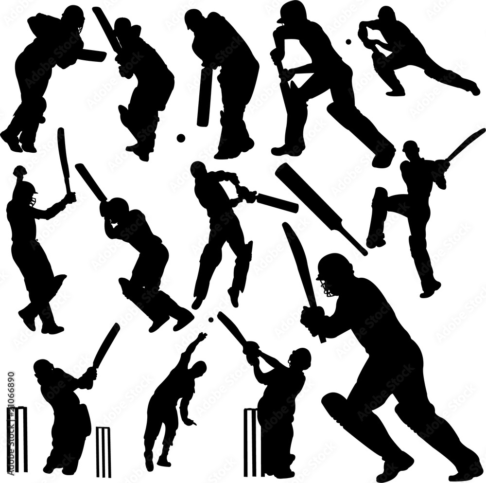 cricket players collection 1 - vector Stock Vector | Adobe Stock