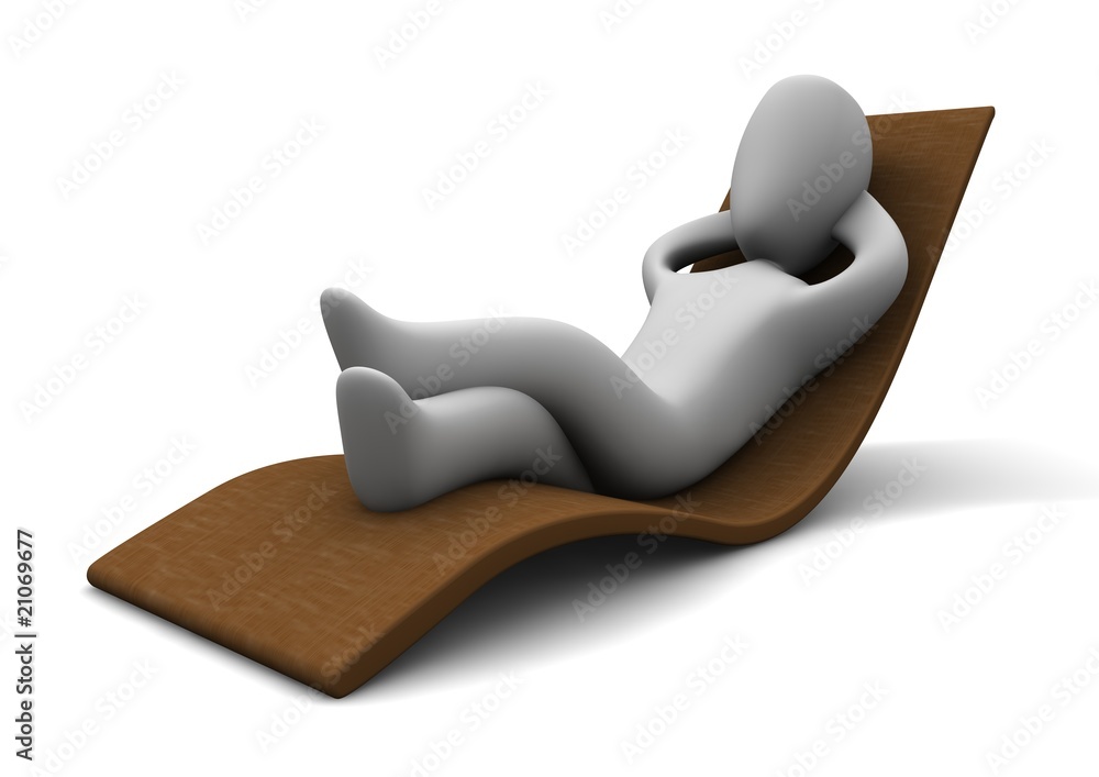 Männchen entspannt sich auf Liege weiß Stock-Illustration | Adobe Stock