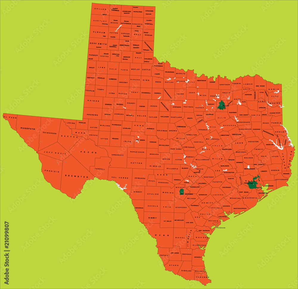 Political map of texas-vector illustration Stock Vector | Adobe Stock