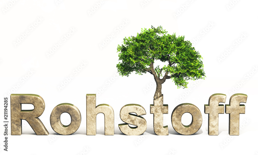 3D Baum und Text - Rohstoff Holz Stock-Illustration | Adobe Stock