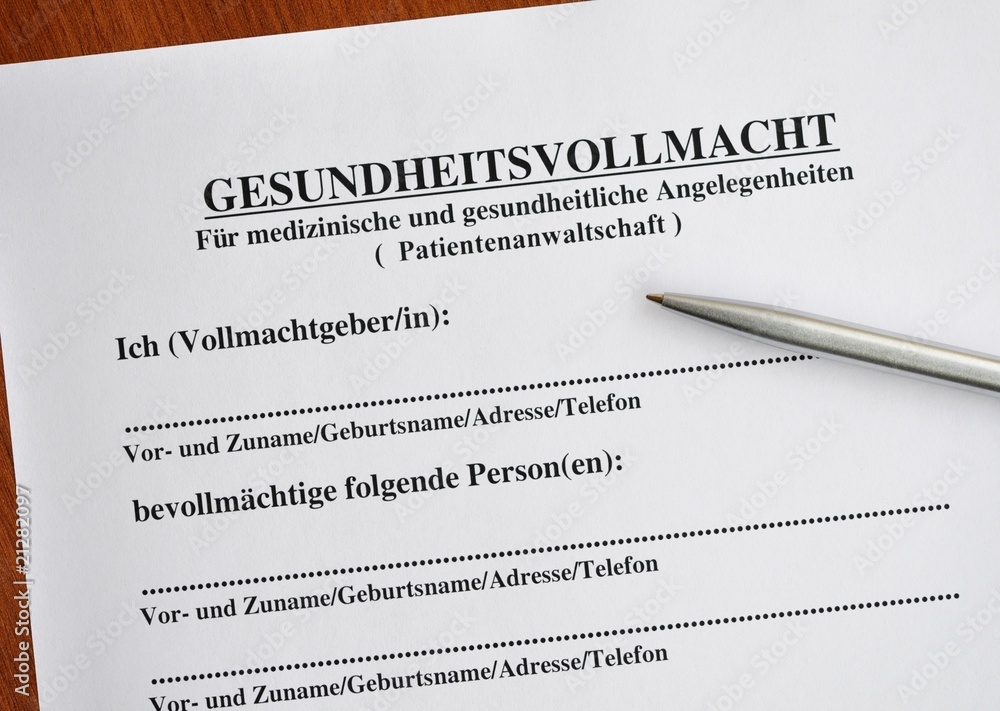 Gesundheitsvollmacht Stock Photo | Adobe Stock