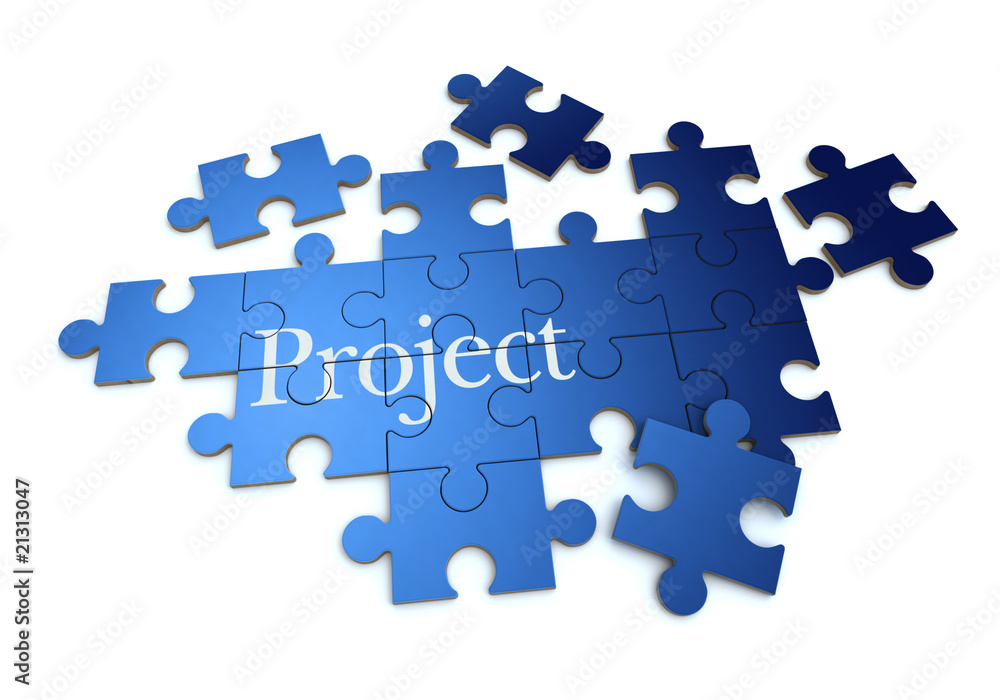 Project puzzle in blue Stock Illustration | Adobe Stock